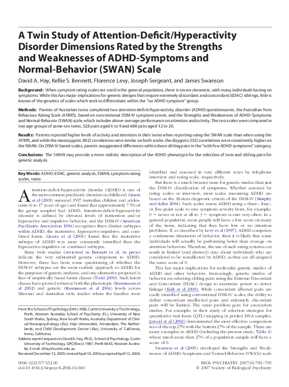 (PDF) A Twin Study of Attention-Deficit/Hyperactivity Disorder ...