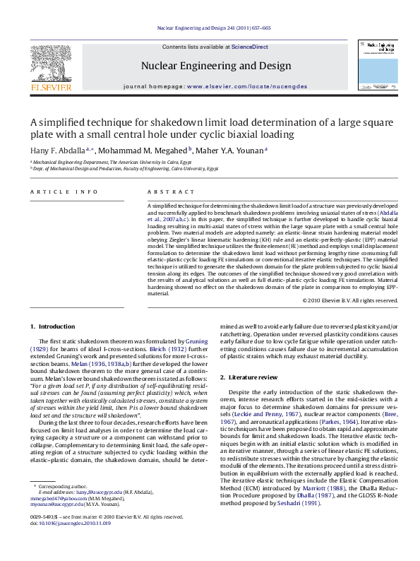 (PDF) Shakedown Limit Load of Square Plate under Biaxial Loading