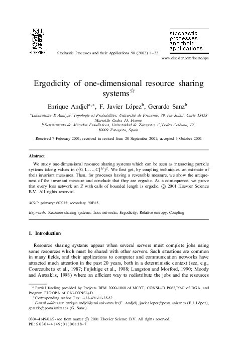 (PDF) Ergodicity of one-dimensional resource sharing systems