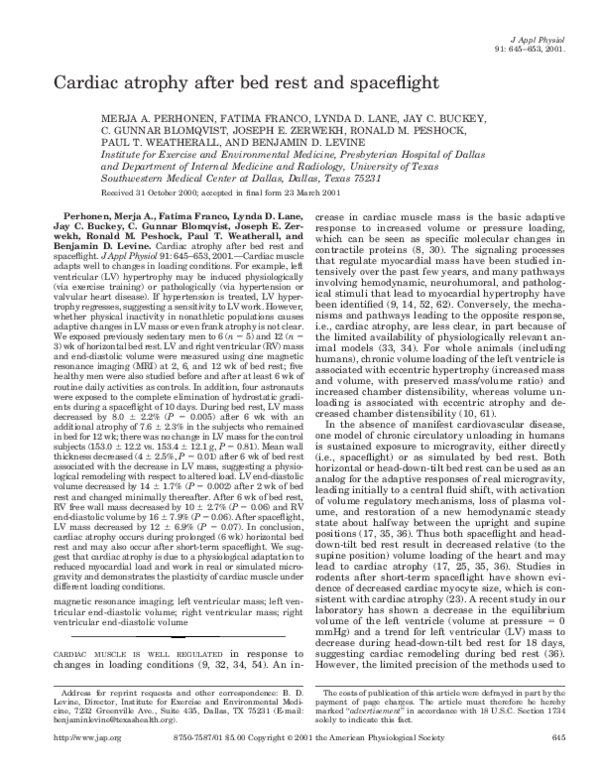 (PDF) Cardiac atrophy after bed rest and spaceflight