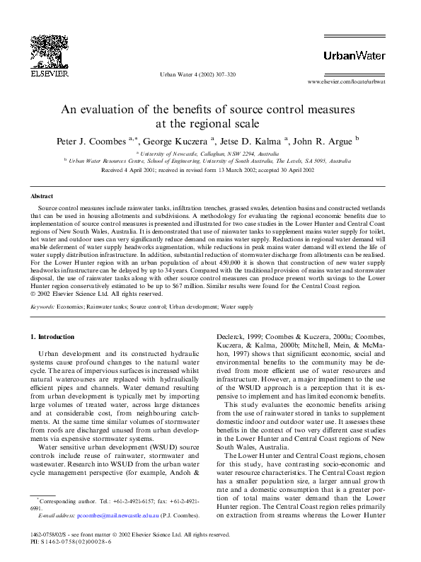 (PDF) An evaluation of the benefits of source control measures at the ...