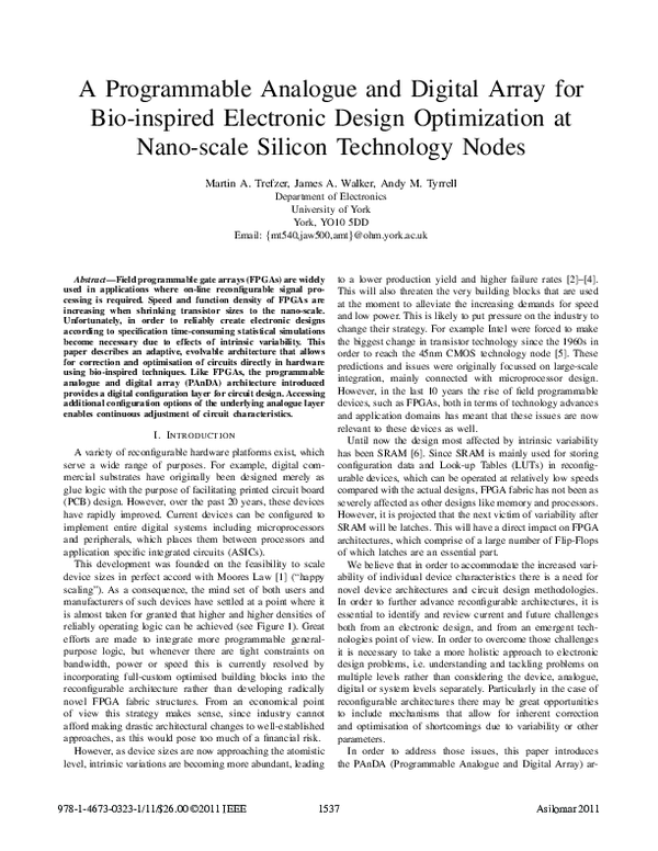 (PDF) A Programmable Analog and Digital Array for Bio-inspired ...