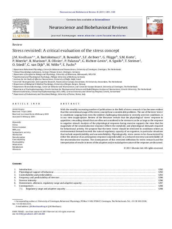 (PDF) Stress revisited: A critical evaluation of the stress concept