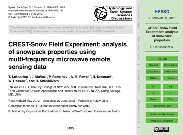 (PDF) CREST-Snow Field Experiment: analysis of snowpack properties ...