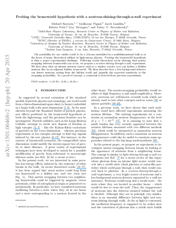(PDF) Probing the braneworld hypothesis with a neutron-shining-through-a-wall experiment ...