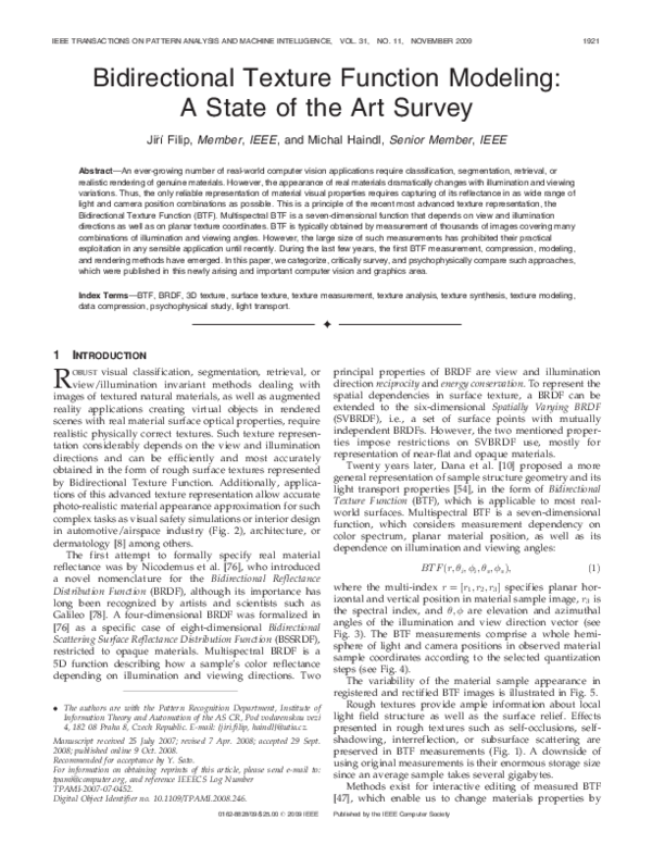 Pdf Bidirectional Texture Function Modeling A State Of The Art Survey 