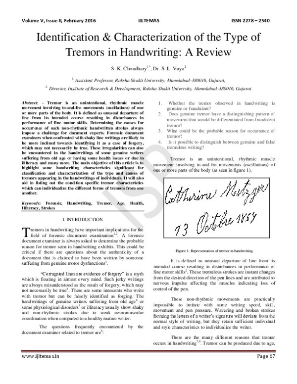 (PDF) Identification & Characterization of the Type of Tremors in ...