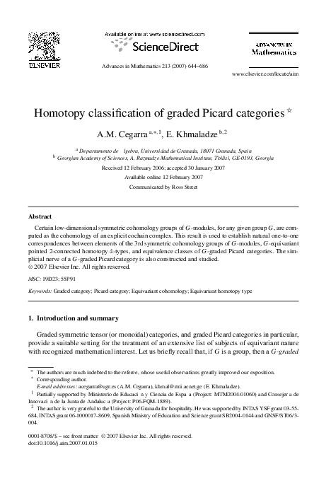 (PDF) Homotopy classification of graded Picard categories