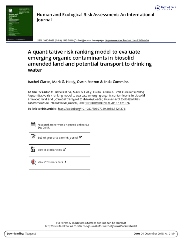 (PDF) Human and Ecological Risk Assessment: An International Journal A ...