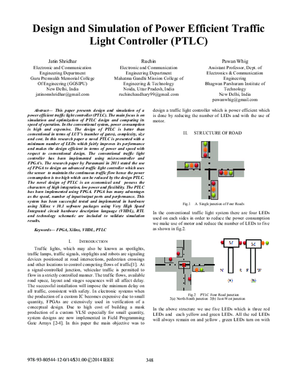 (PDF) Design and Simulation of Power Efficient Traffic Light Controller (PTLC