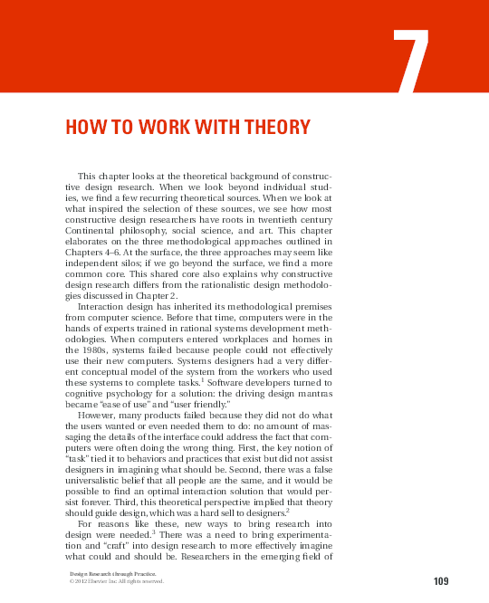 (PDF) 7. HOW TO WORK WITH THEORY_Design Research Through Practice, From ...