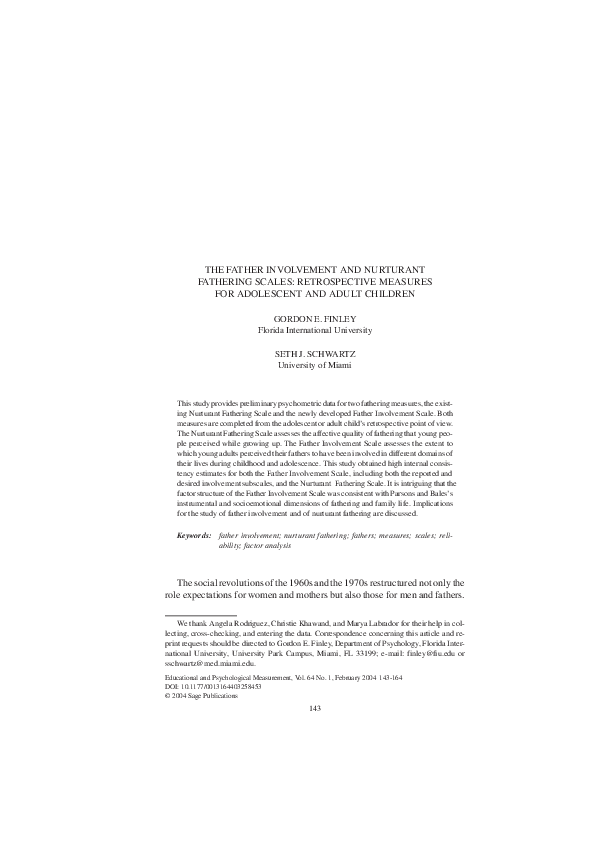 (PDF) The Father Involvement and Nurturant Fathering Scales ...