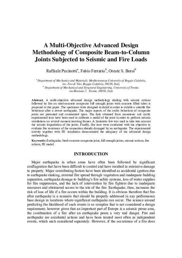 (PDF) A multi-objective advanced design methodology of composite beam-to-column joints subjected ...