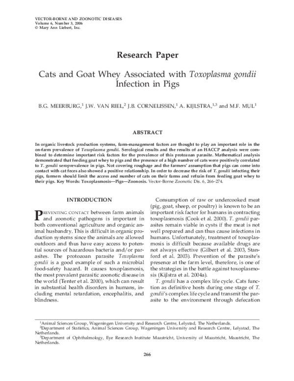 (PDF) Research Paper Cats and Goat Whey Associated with Toxoplasma ...