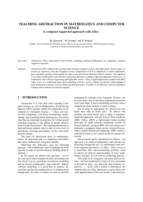 (PDF) Teaching Abstraction in Mathematics and Computer Science - A ...