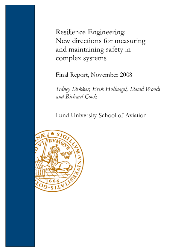 (PDF) Resilience Engineering: New directions for measuring and ...
