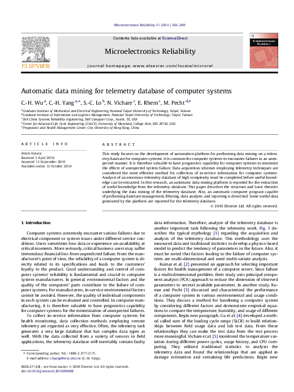 (PDF) Automatic data mining for telemetry database of computer systems