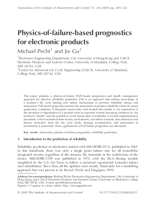 (PDF) Physics-of-failure-based prognostics for electronic products