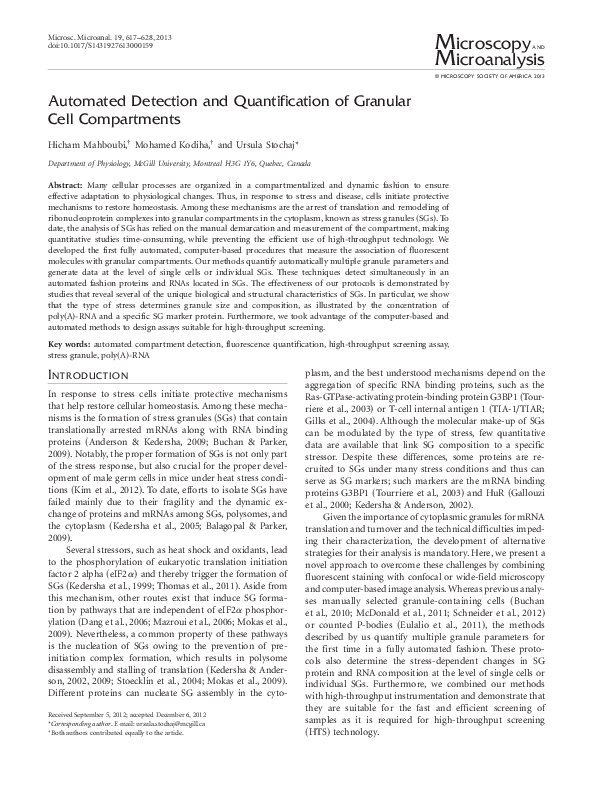 (PDF) Automated Detection and Quantification of Granular Cell Compartments