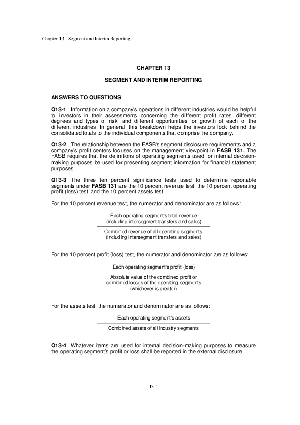 Chapter 13 -Segment and Interim Reporting