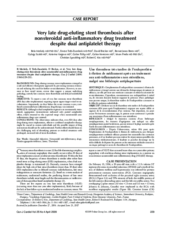 (PDF) Late and very late drug-eluting stent thrombosis in the immediate postoperative period ...