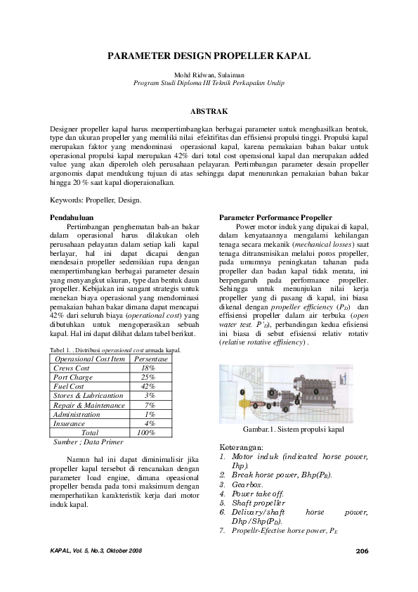 (PDF) Parameter Design Propeller Kapal