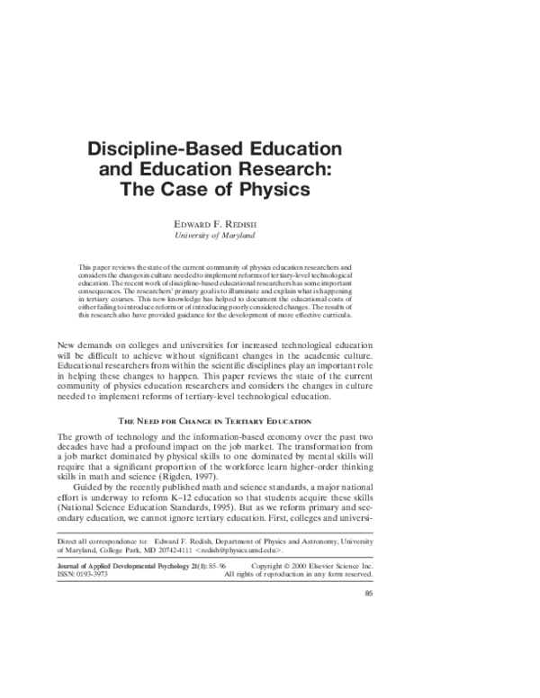(PDF) Discipline-Based Education and Education Research