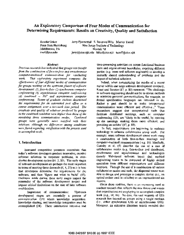 (PDF) An exploratory comparison of four modes of communication for ...