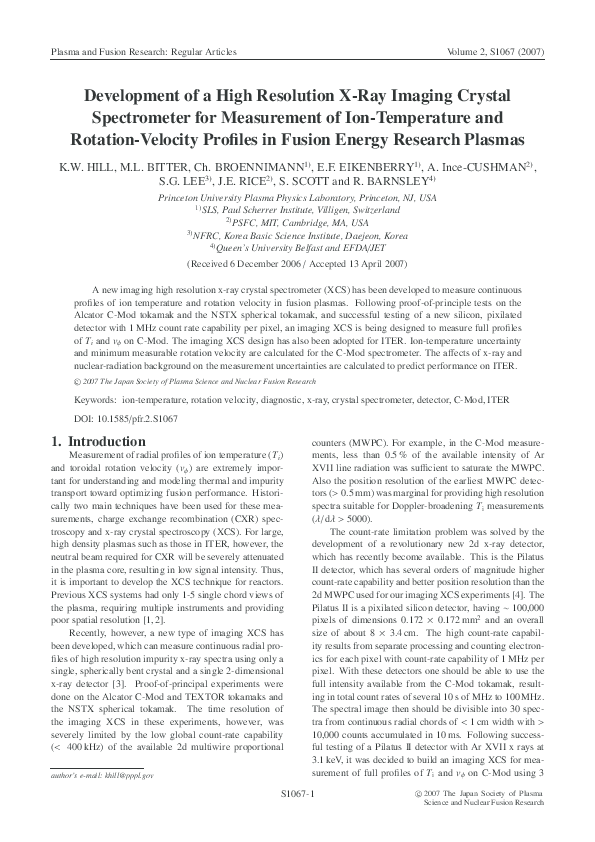 (PDF) Development of a High Resolution X-Ray Imaging Crystal ...