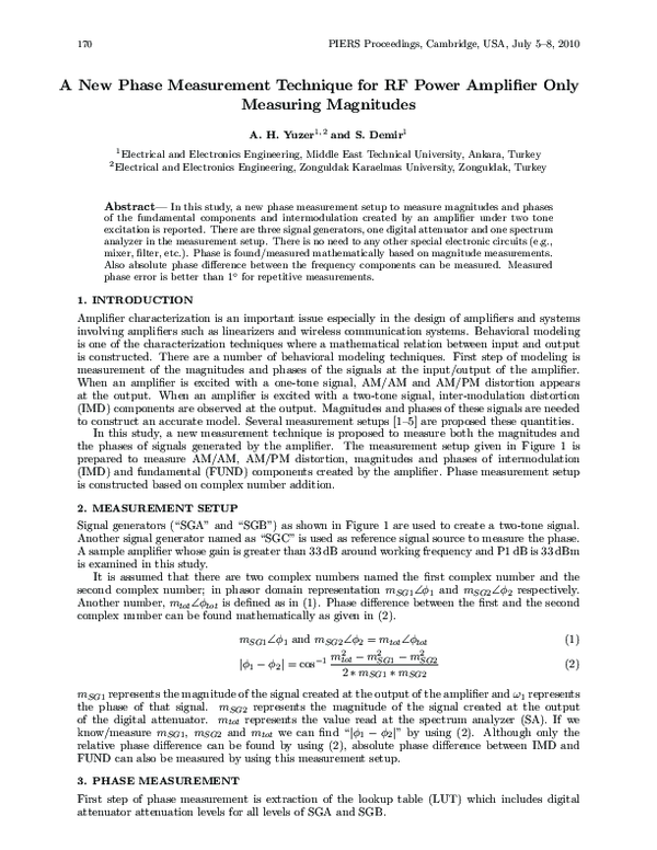 (PDF) A new phase measurement technique for RF power amplifier only ...