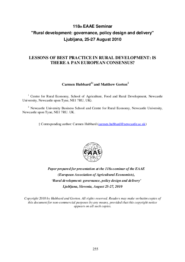 (PDF) Lessons of best practice in rural development: is there a pan ...