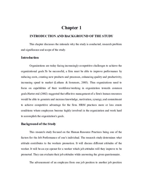 (DOC) INTRODUCTION AND BACKGROUND OF THE STUDY