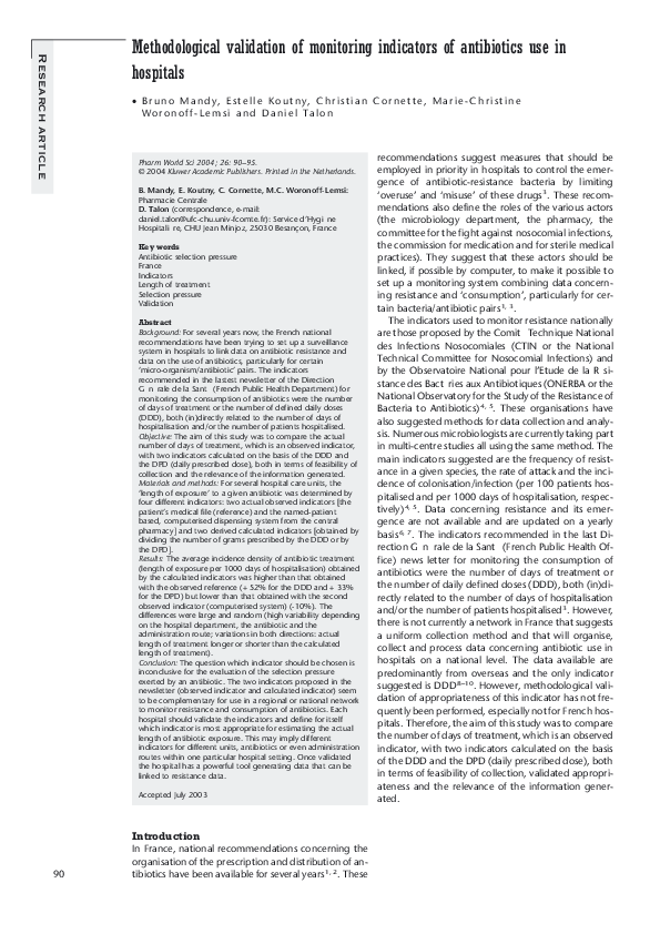 (PDF) Methodological validation of monitoring indicators of antibiotics ...