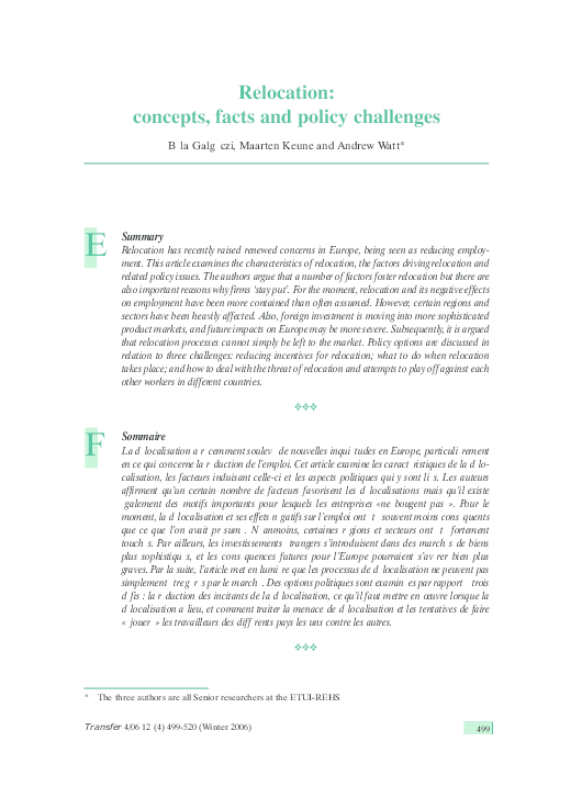 (PDF) Relocation: concepts, facts and policy challenges