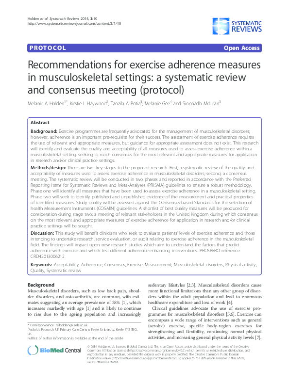 (PDF) Recommendations for exercise adherence measures in ...