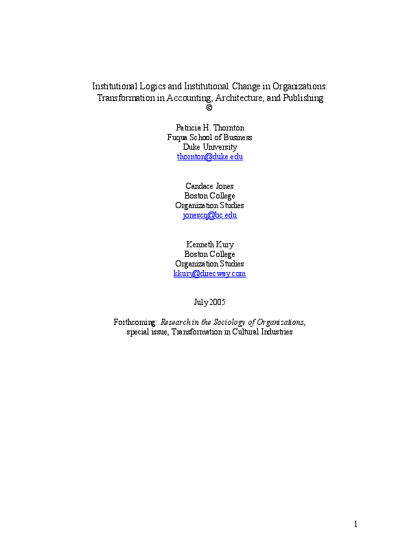 (DOC) A cyclical model of institutional change | Chris Papenhausen ...