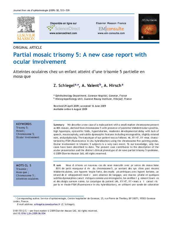 (PDF) Partial mosaic trisomy 5: A new case report with ocular involvement