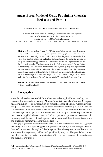 (PDF) Agent-Based Model of Celtic Population Growth: NetLogo and Python