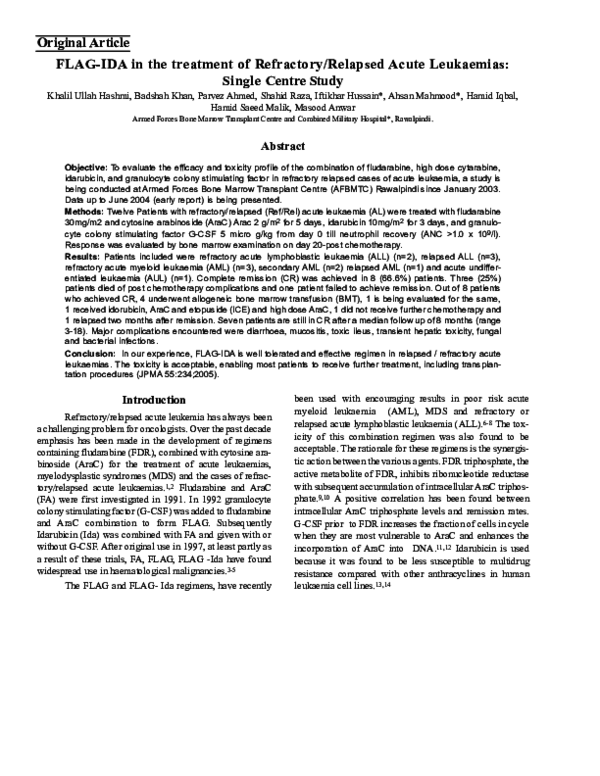 (PDF) FLAG-IDA in the treatment of refractory/relapsed acute myeloid leukemia: single-center ...