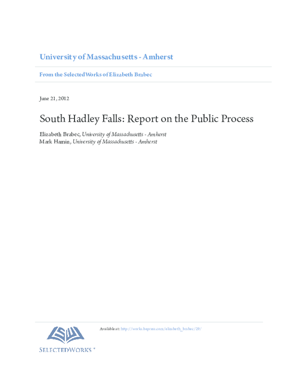 (PDF) South Hadley Falls: Report on the Public Process | Mark Hamin and ...