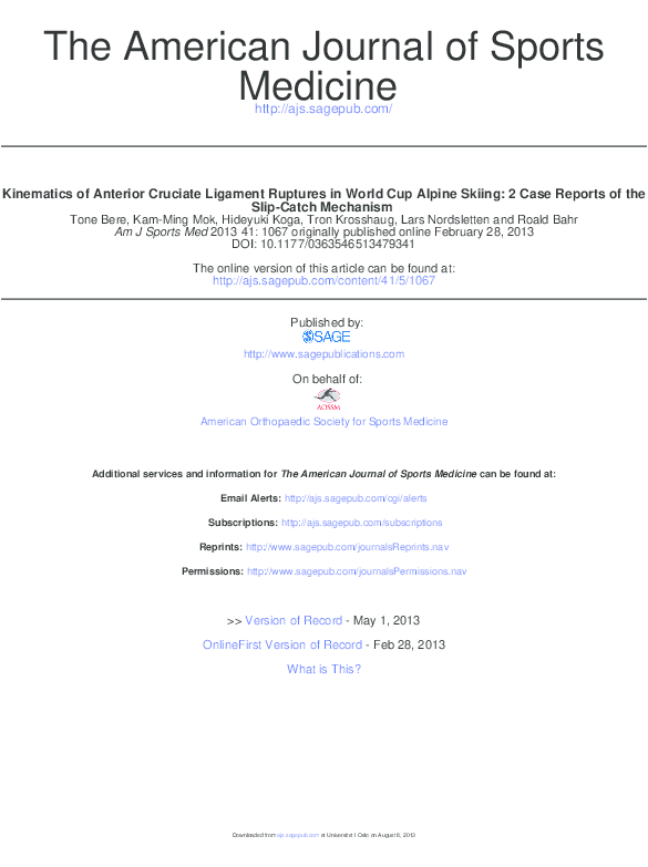 (PDF) Kinematics of Anterior Cruciate Ligament Ruptures in World Cup ...