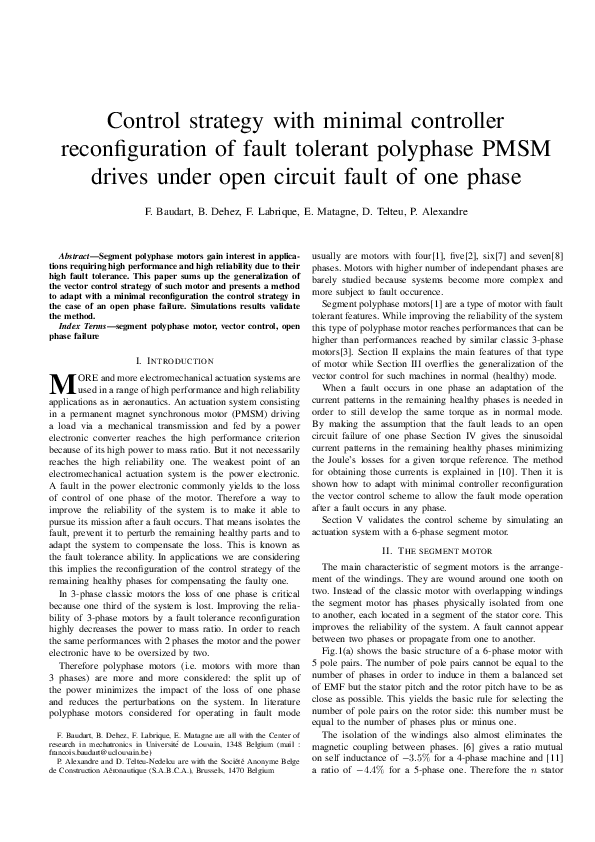 Pdf Control Strategy With Minimal Controller Reconfiguration Of Fault