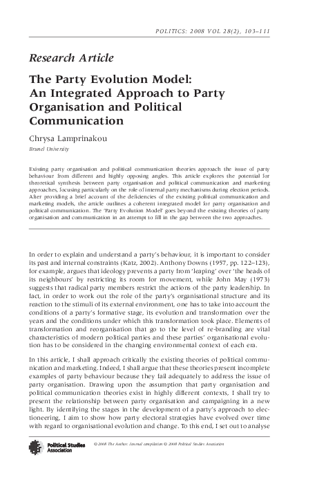 (PDF) The Party Evolution Model: An Integrated Approach to Party ...