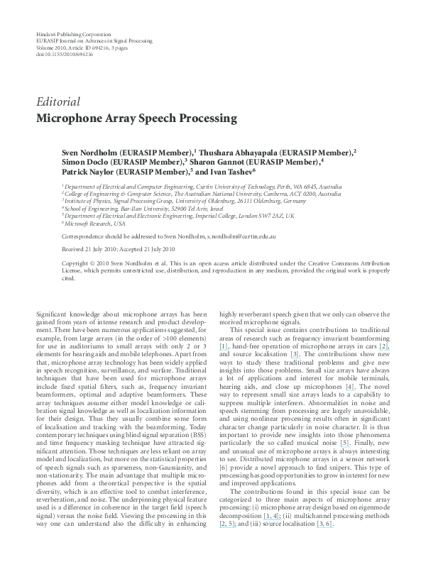 (PDF) Microphone Array Speech Processing