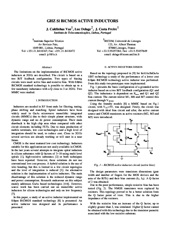 (PDF) GHZ Si BiCMOS ACTIVE INDUCTORS