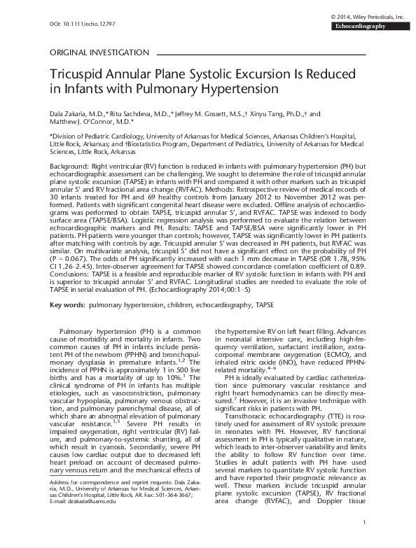 (PDF) Tricuspid Annular Plane Systolic Excursion Is a Robust Outcome ...