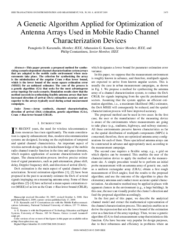 (PDF) A Genetic Algorithm Applied for Optimization of Antenna Arrays Used in Mobile Radio ...