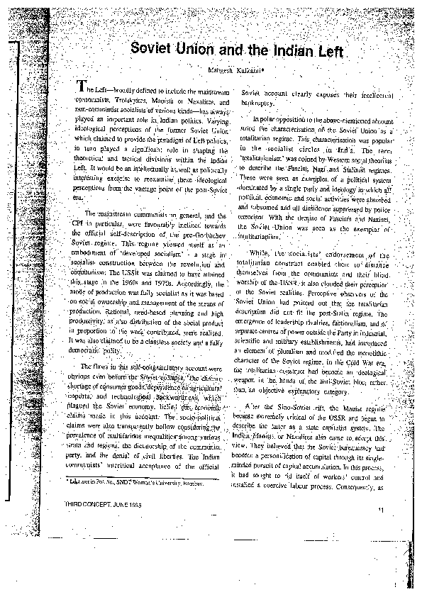 (PDF) The Soviet Union and the Indian Left