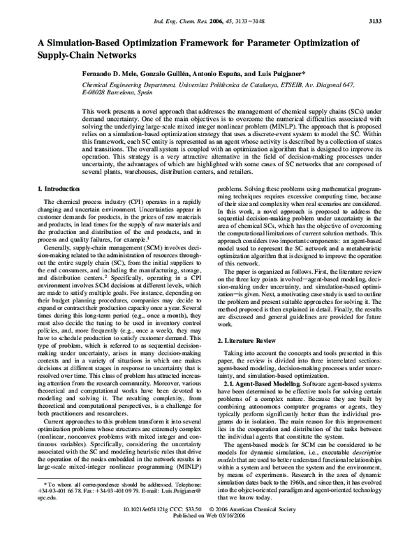 (PDF) A Simulation-Based Optimization Framework for Parameter Optimization of Supply-Chain Networks
