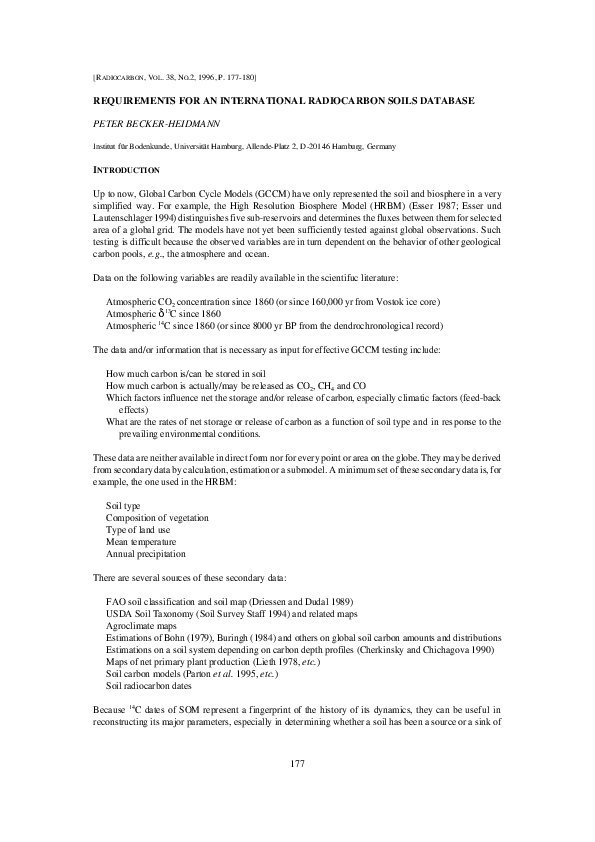 (PDF) Requirements for an international radiocarbon soils database | Peter Becker-Heidmann ...